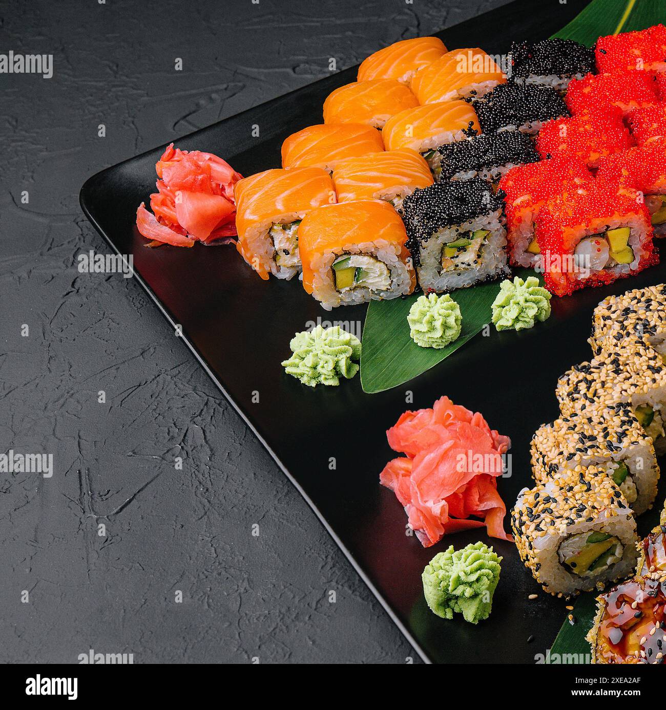Set of colorful different kinds of sushi rolls Stock Photo - Alamy