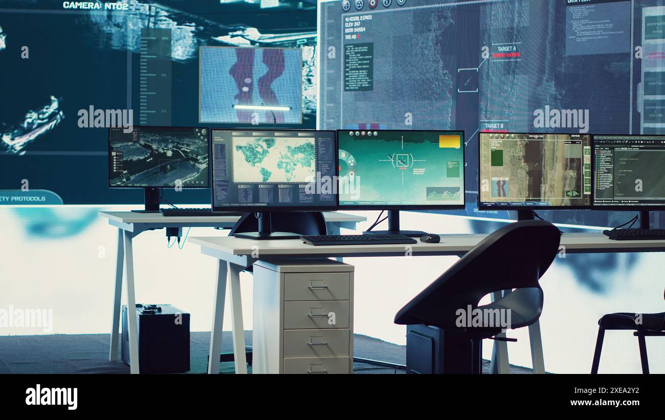 Military operations center used in monitoring global threats on a big ...