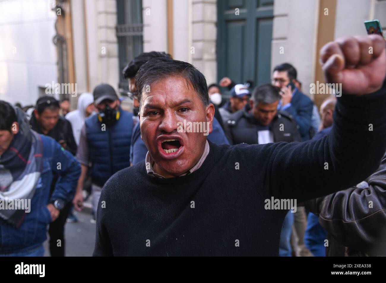 La Paz, Bolivia. 26th June, 2024. Supporters of Bolivian President Arce ...