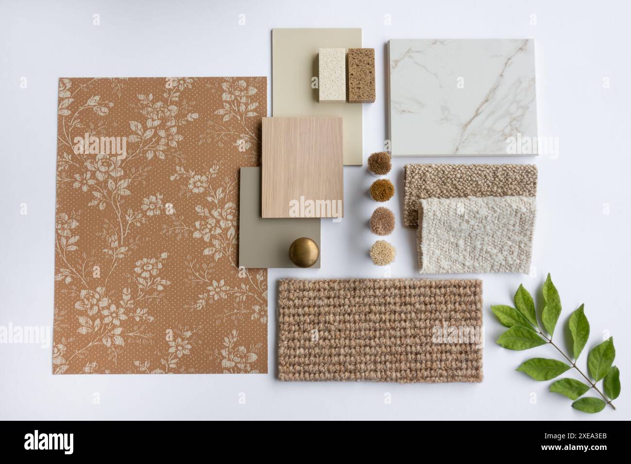 Interior Design Material Sample Board with Fabrics, Carrara Marble ...