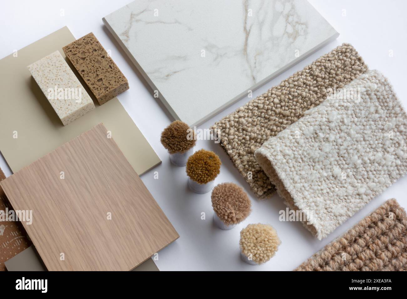Interior Design Material Sample Board with Fabrics, Carrara Marble ...
