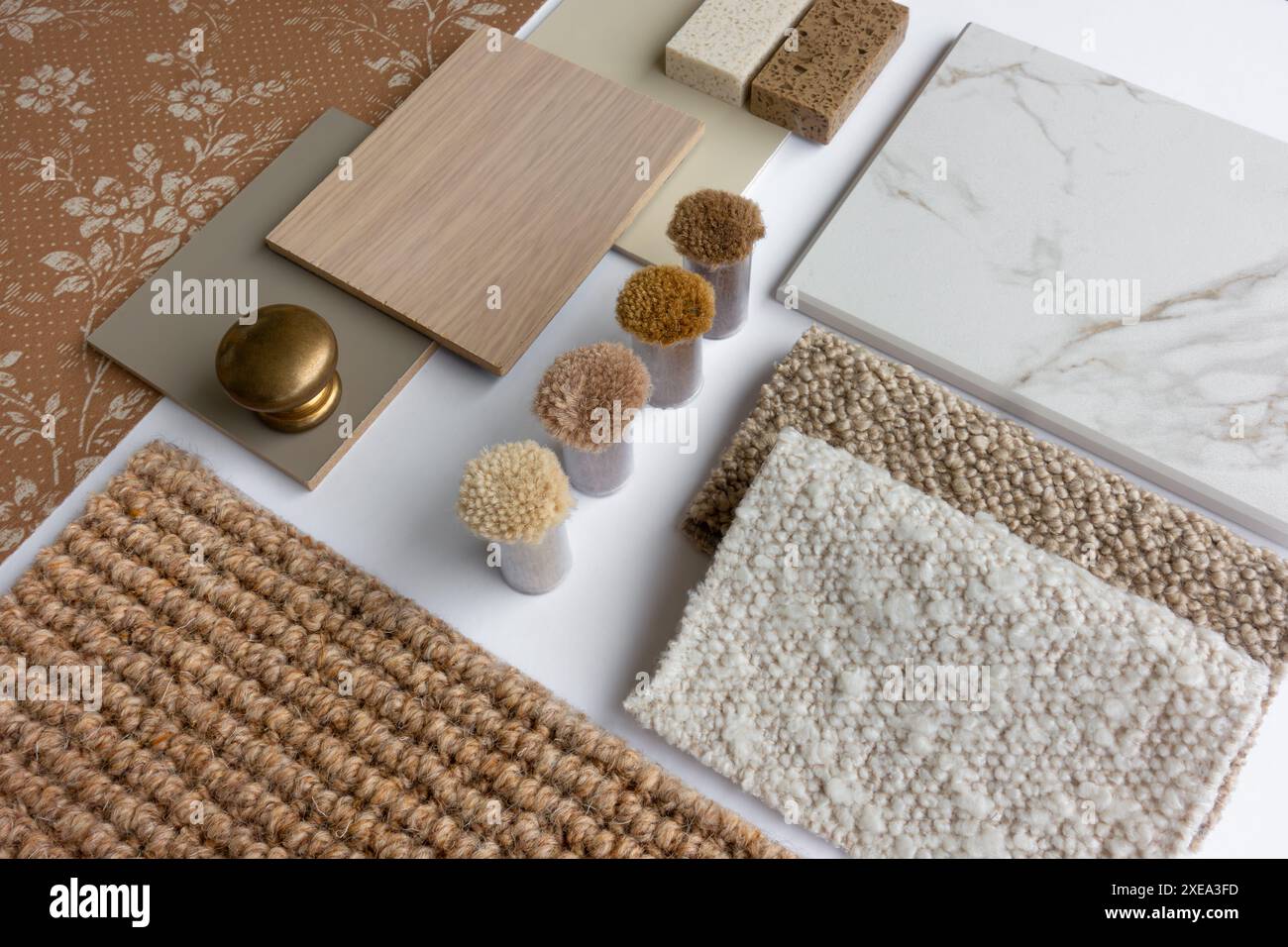 Interior Design Material Sample Board with Fabrics, Carrara Marble ...