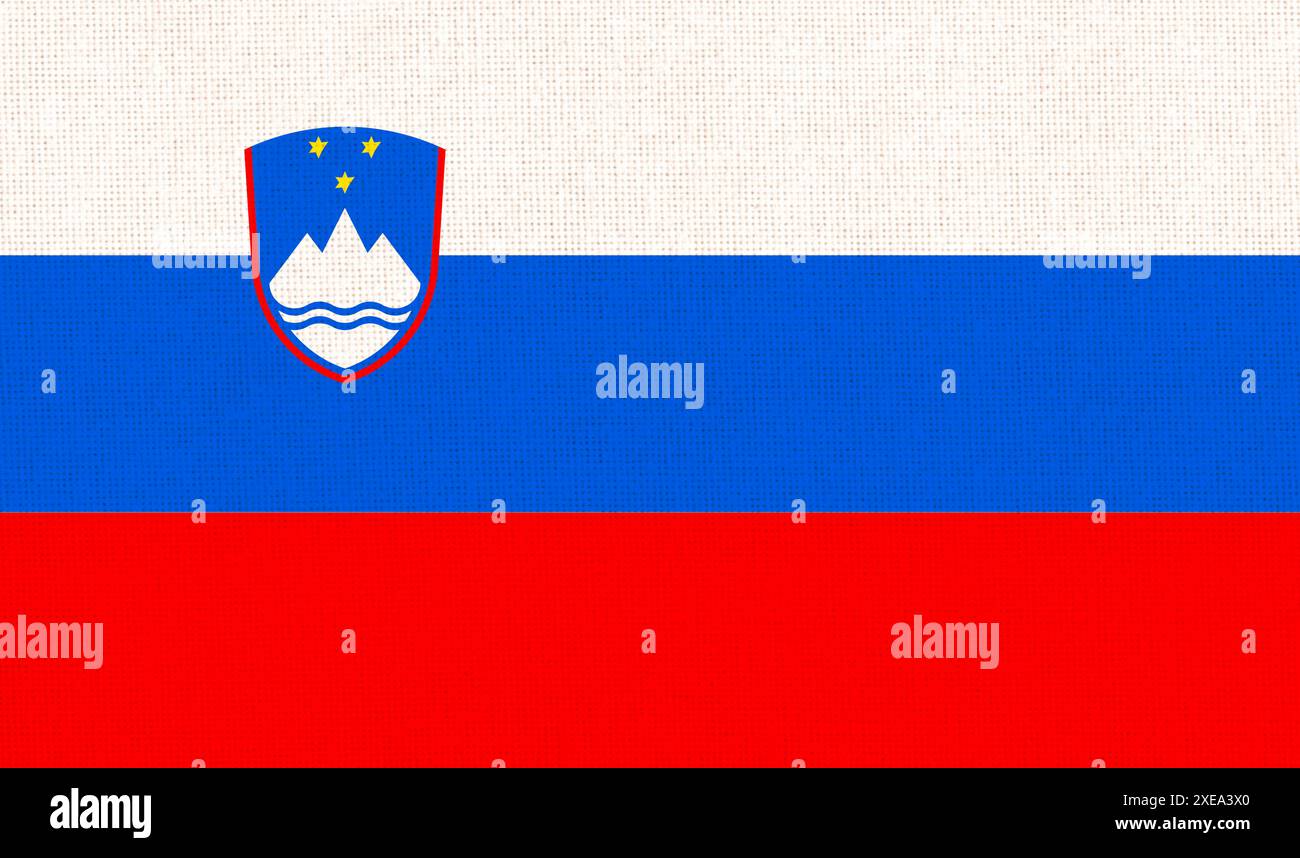 Flag of Slovenia. Slovenian flag on fabric texture. National Slovenian ...