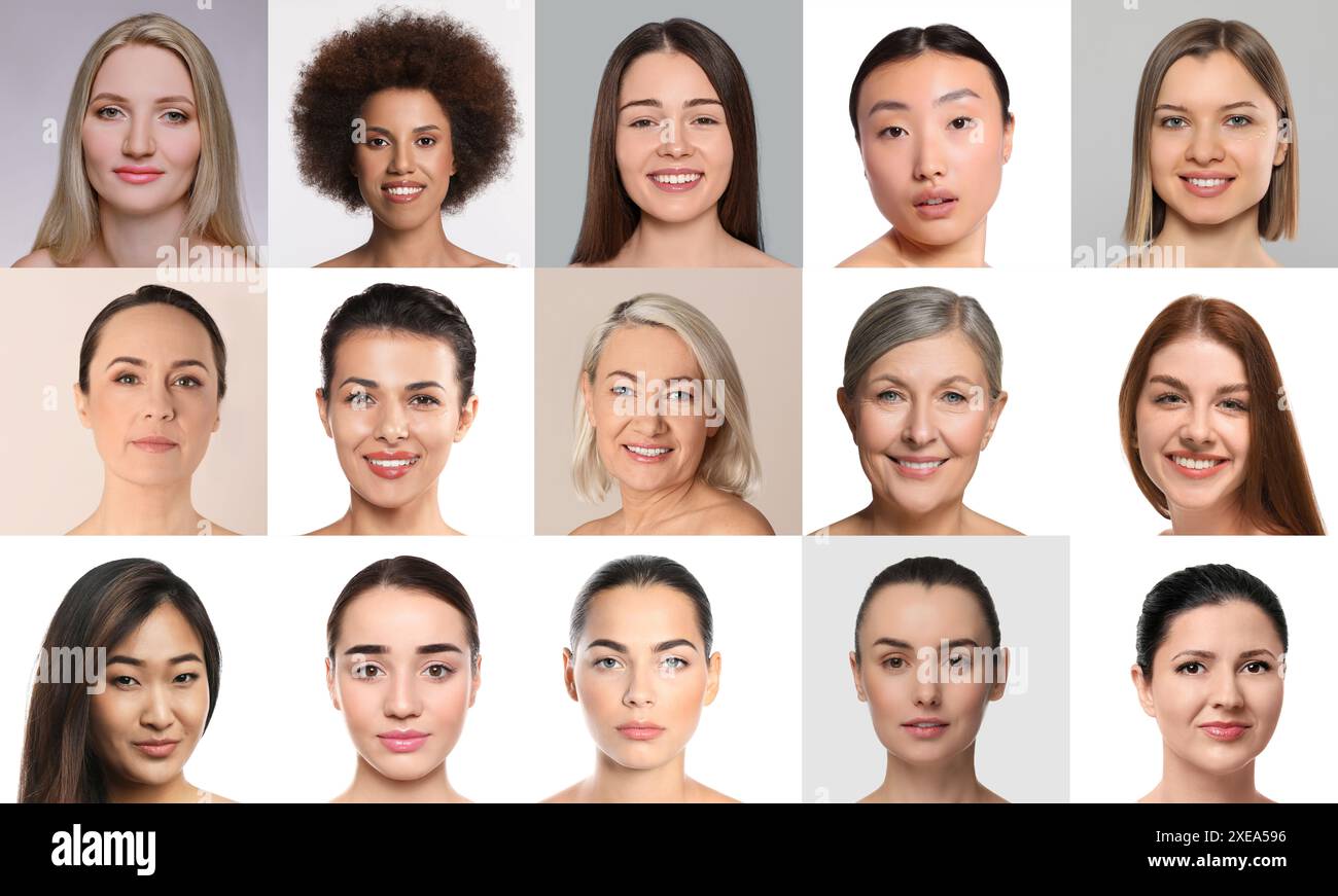 Collage different races people smiling hi-res stock photography and ...