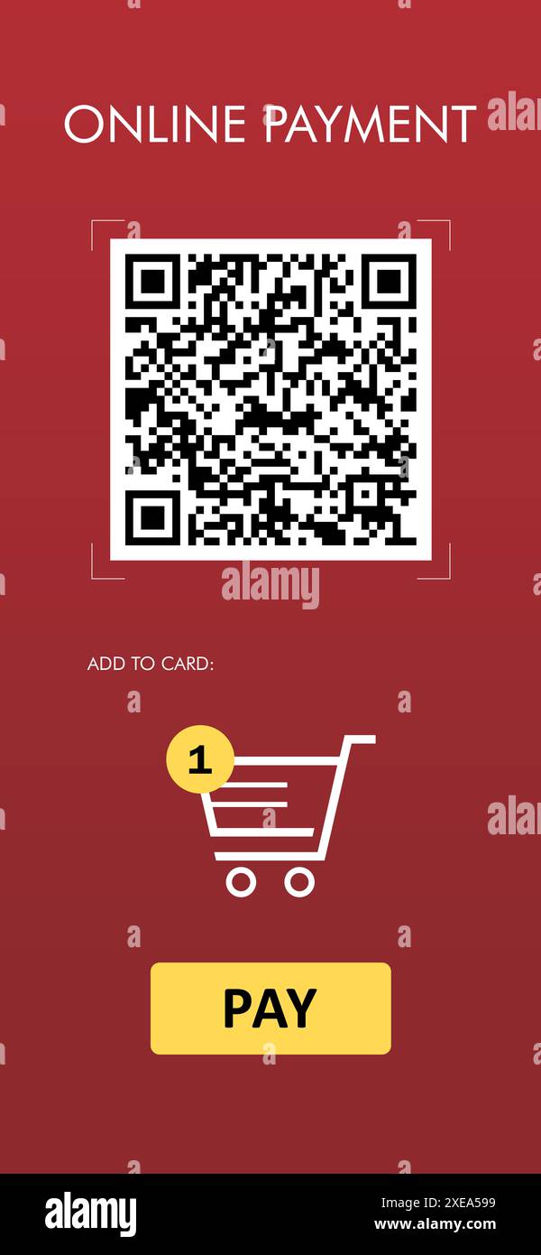 Online payment application screen showing QR code, shopping card and ...