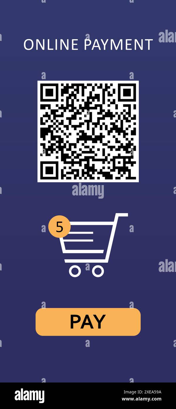 Online payment application screen showing QR code, shopping card and ...