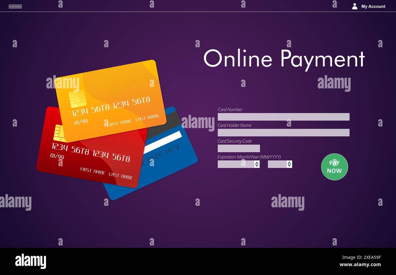 Online payment application screen with data entry fields on purple ...