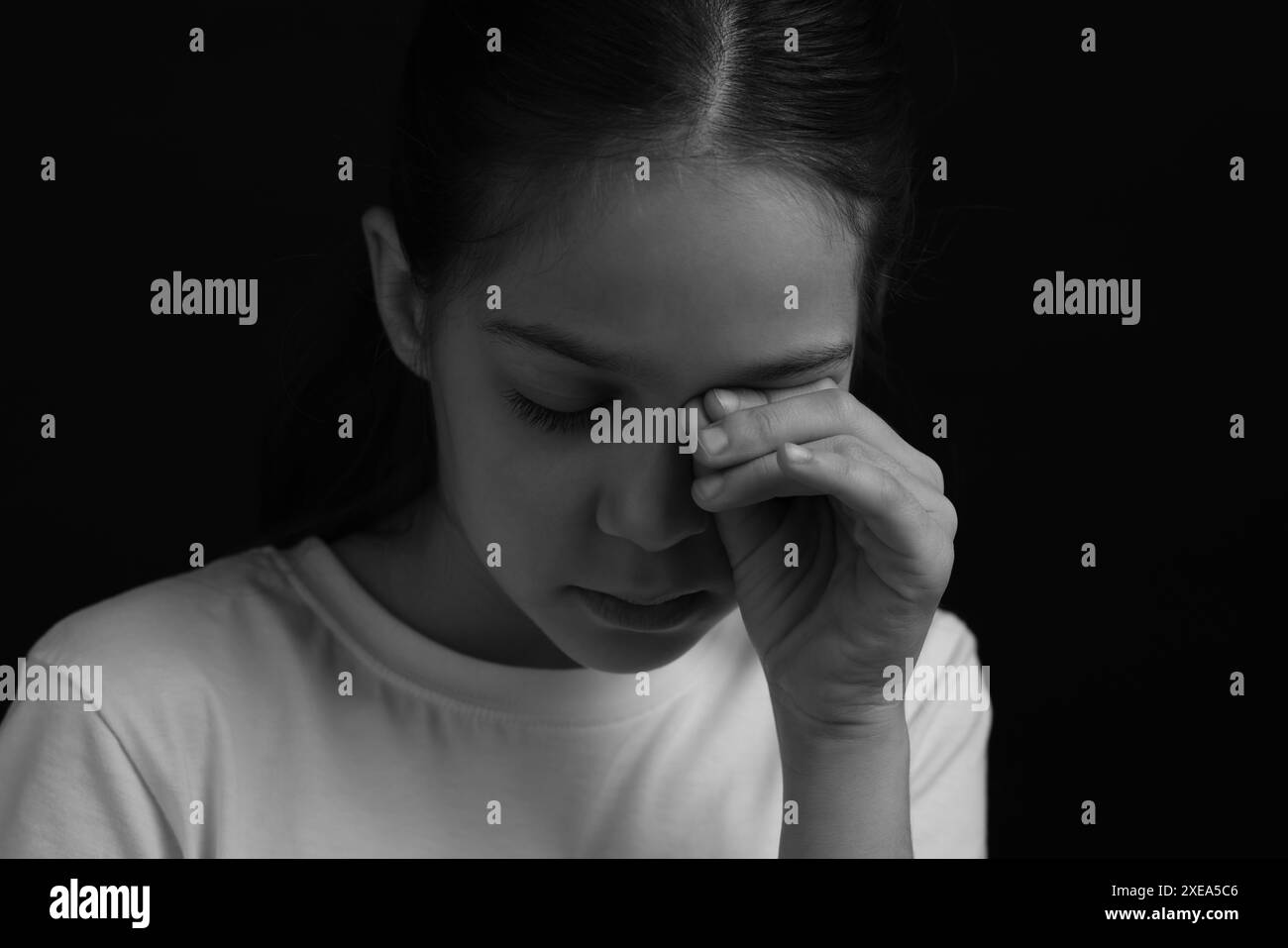 Black school girl sad Black and White Stock Photos & Images - Alamy