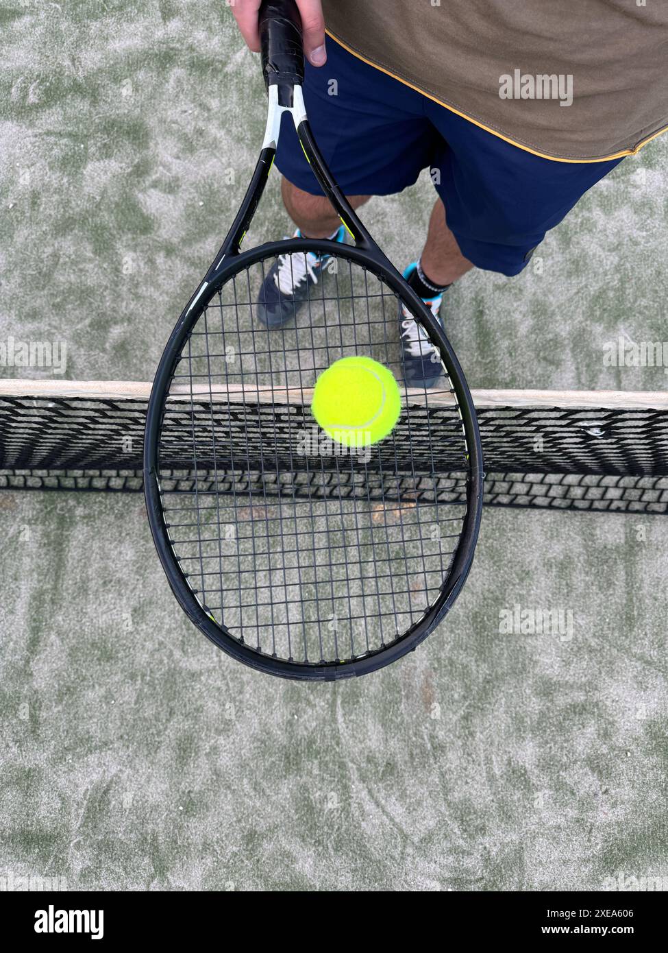 High Angle Of A Tennis Player With Balls And Racket Stock Photo - Alamy