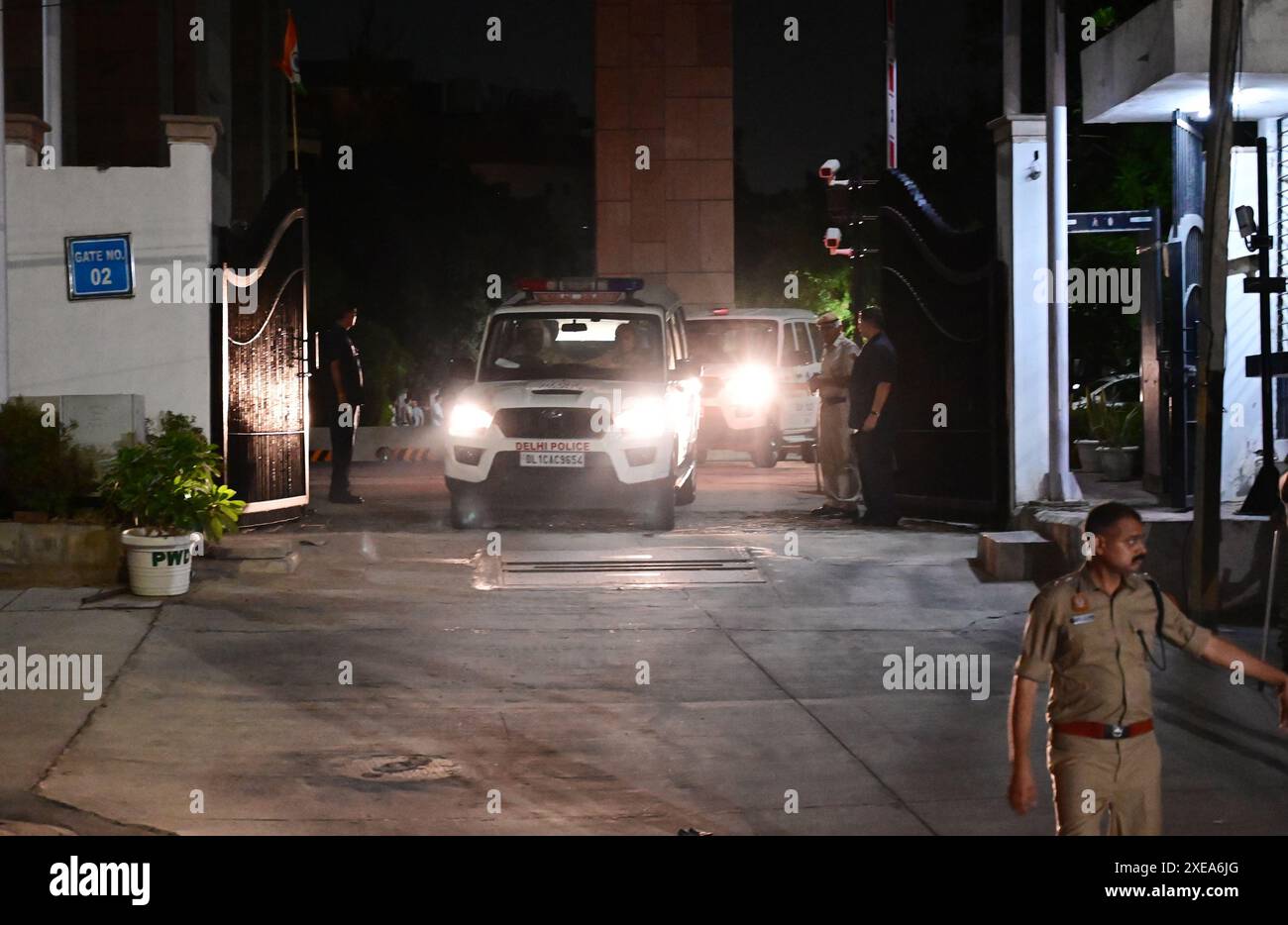 NEW DELHI, INDIA - JUNE 26: Delhi CM Arvind Kejriwal leaves Rouse Avenue Court in CBI custody on ...