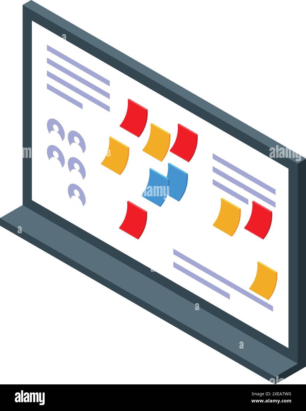 Scrum or kanban board showing daily sprint tasks and team members ...