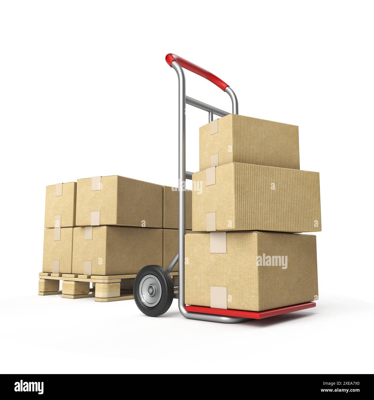 Hand truck with cardboard boxes 3D Stock Photo - Alamy