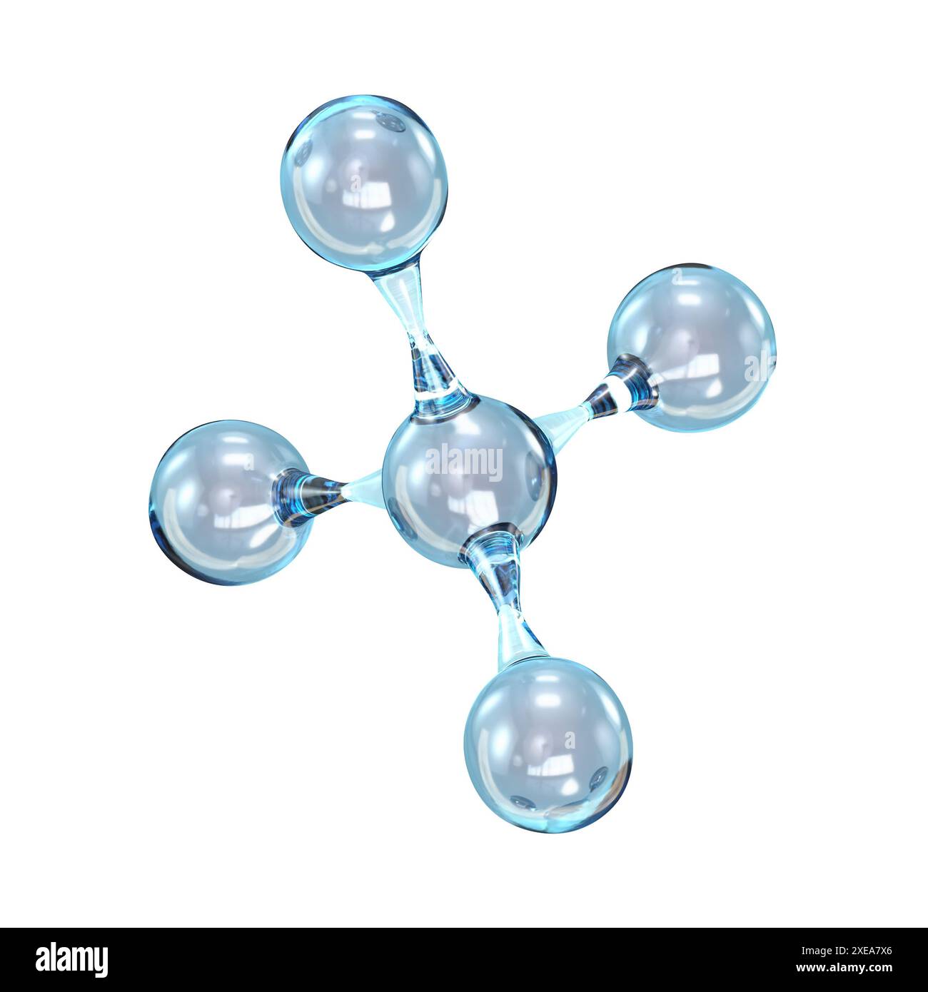 Glass molecule model 3D rendering illustration isolated on white ...