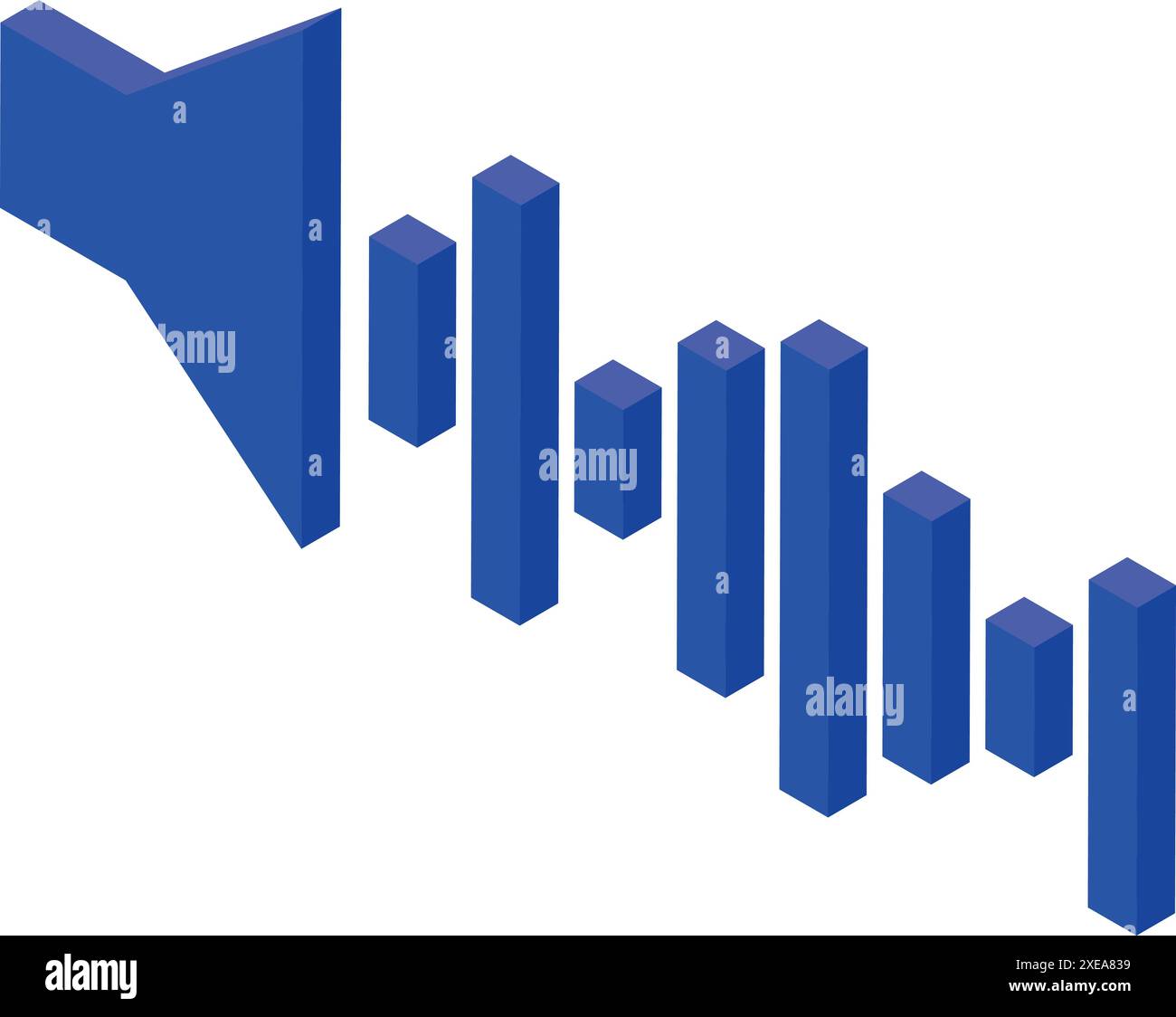 Isometric view of a blue sound wave following a blue loudspeaker Stock ...