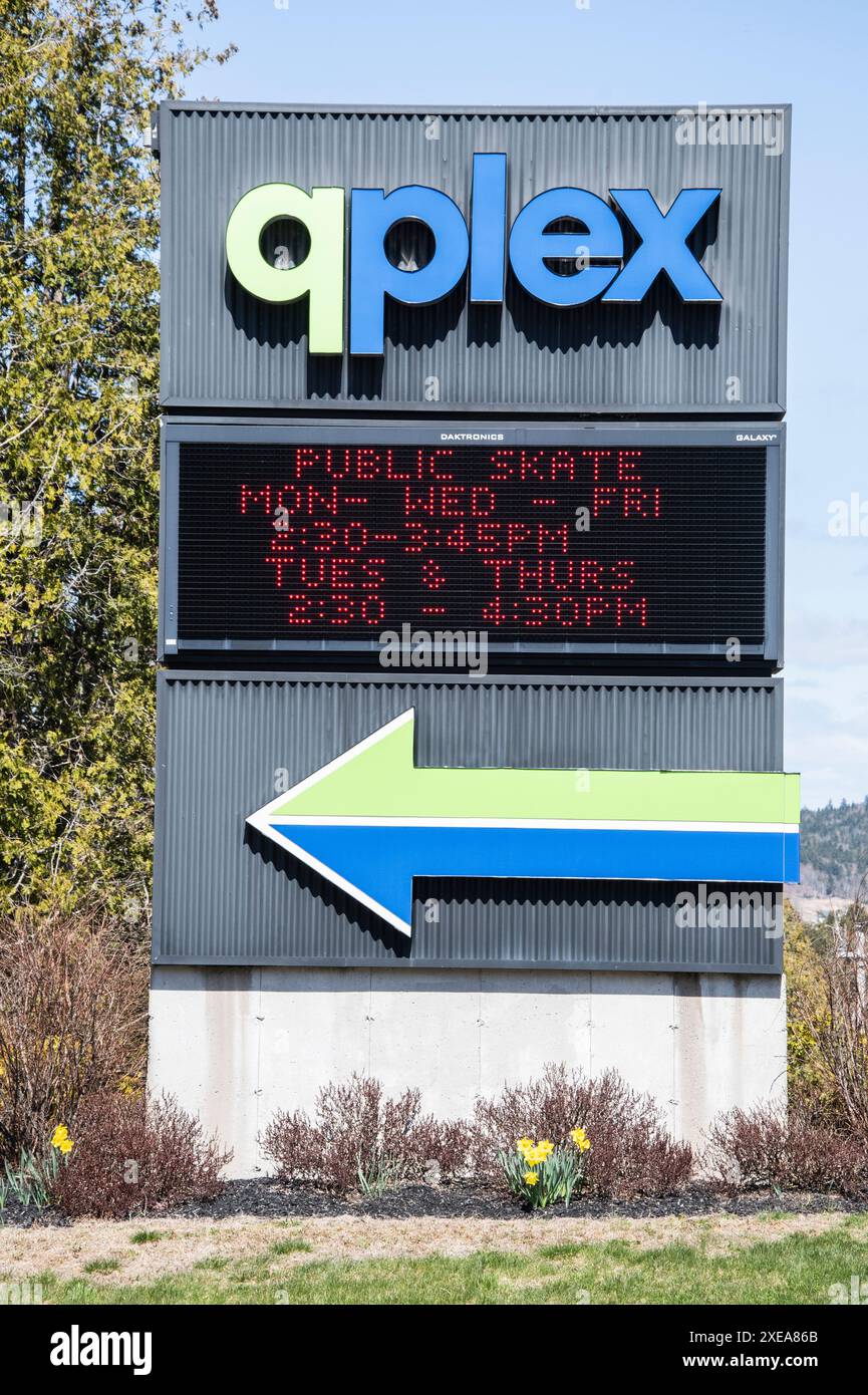 QPlex recreation centre sign listing upcoming events at Sherwood Park ...