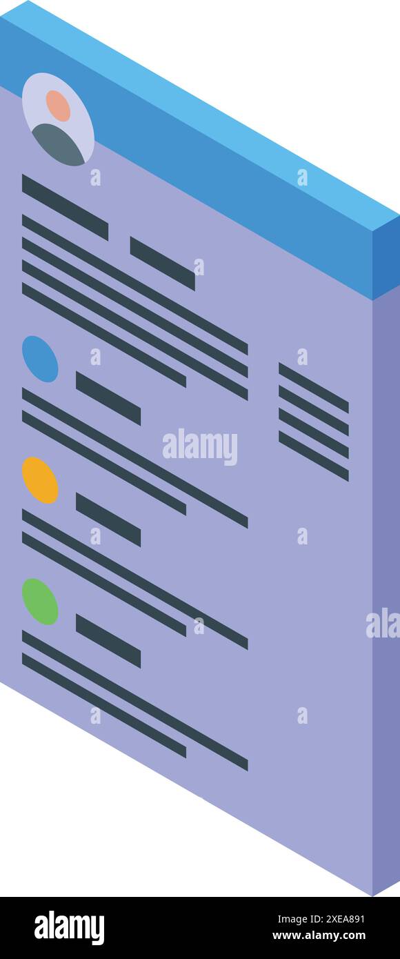 Isometric online cv with candidate personal information and skills for ...