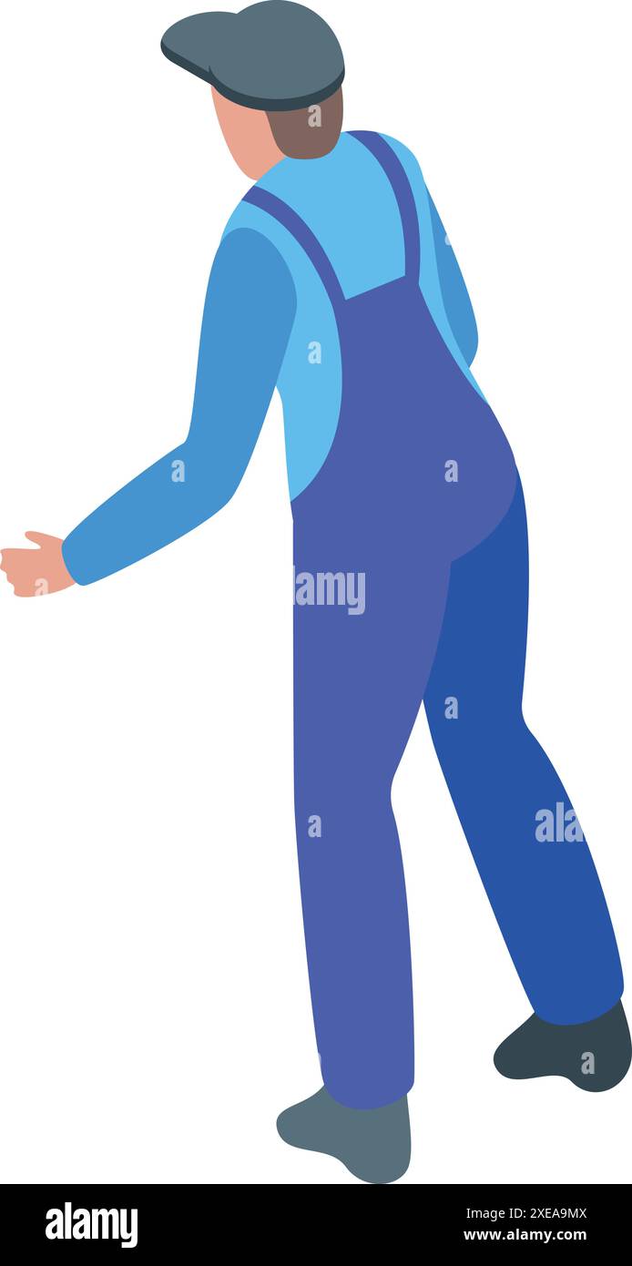 Farmer walking and reaching out his hand isometric illustration Stock ...