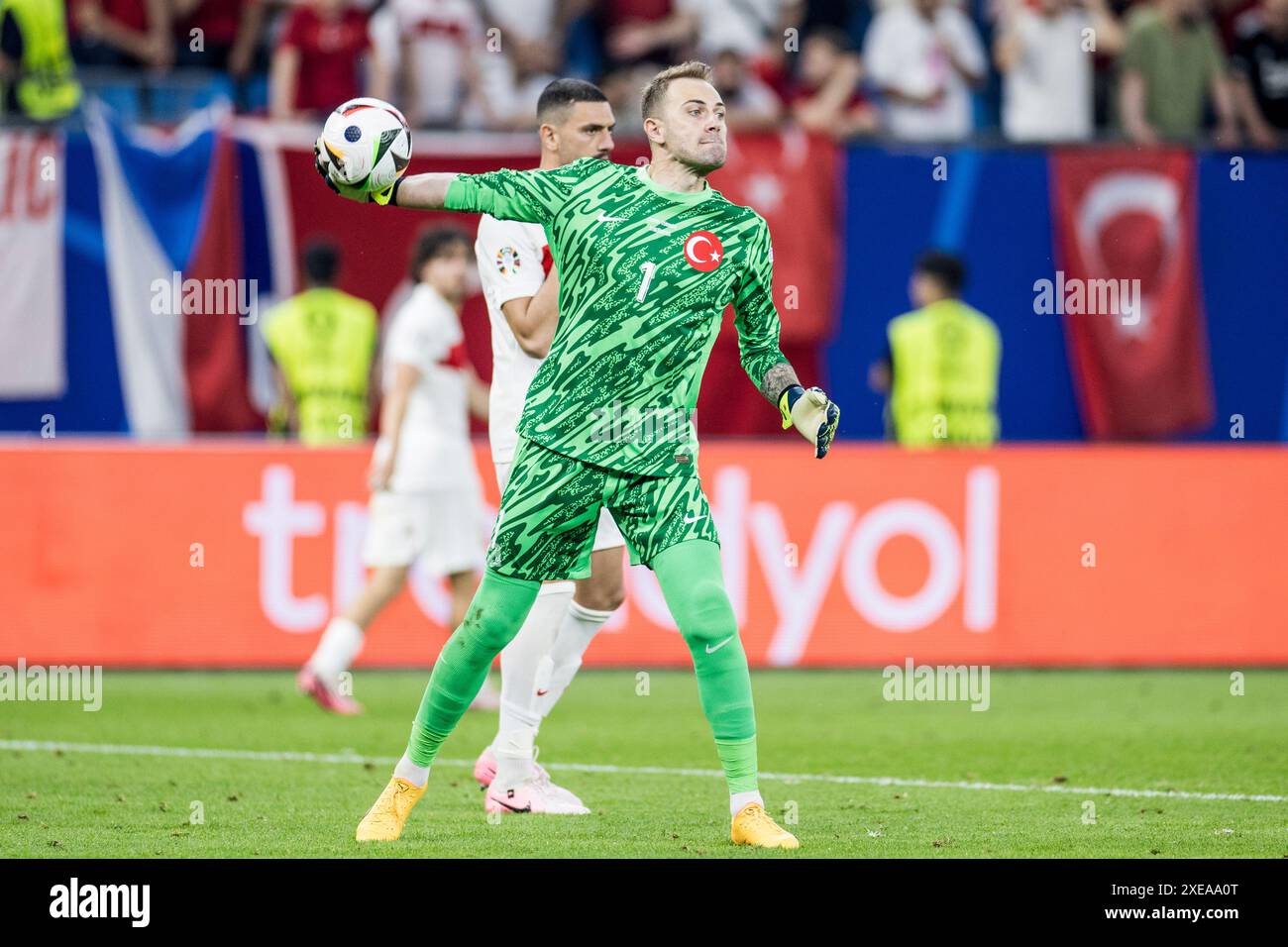 Hamburg, Germany. 26th June, 2024. Goalkeeper Mert Günok (1) of Turkey ...