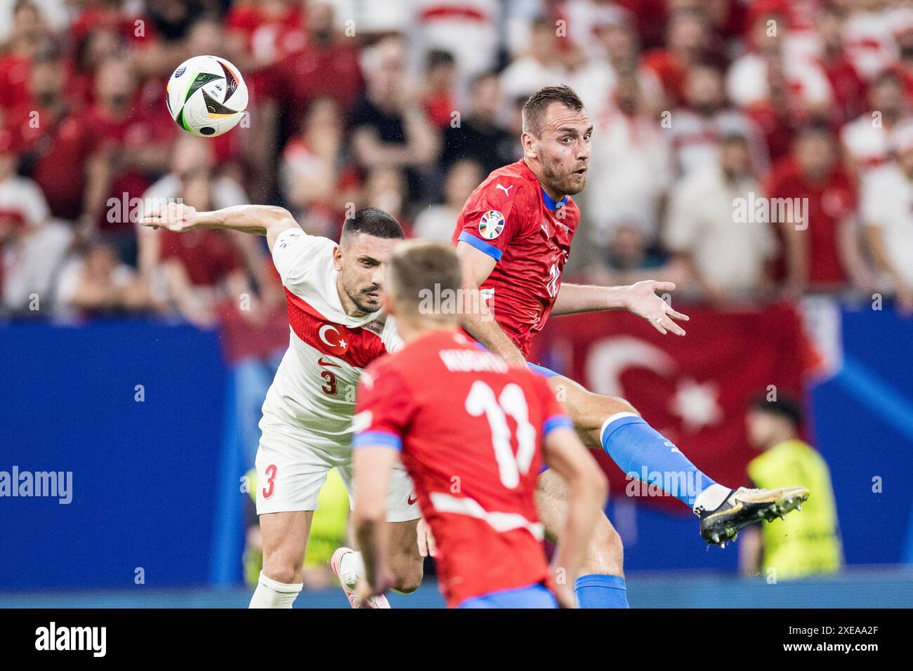 Hamburg, Germany. 26th June, 2024. Merih Demiral (3) of Turkey and ...