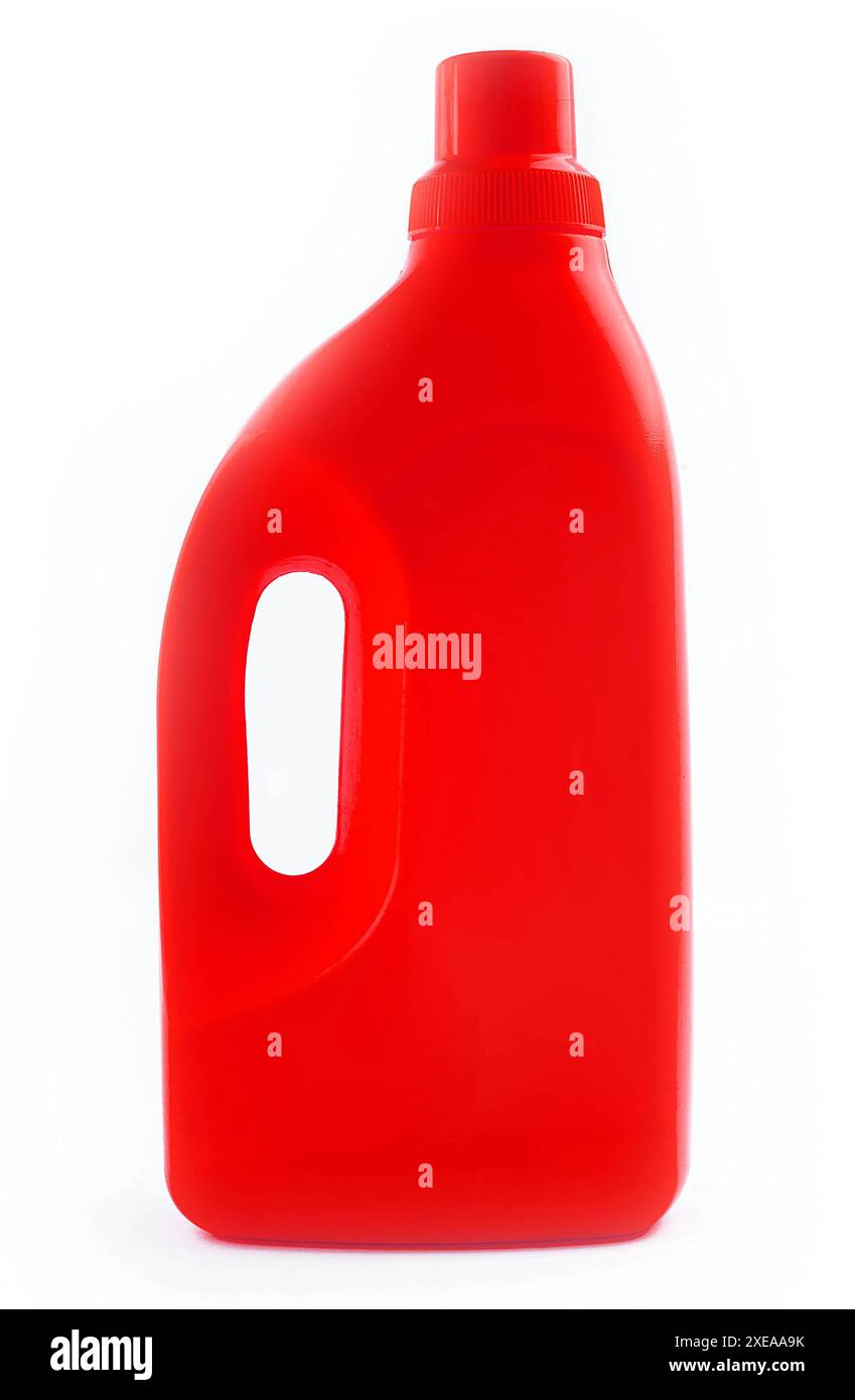 Red Plastic detergent bottle isolated on white background Stock Photo ...