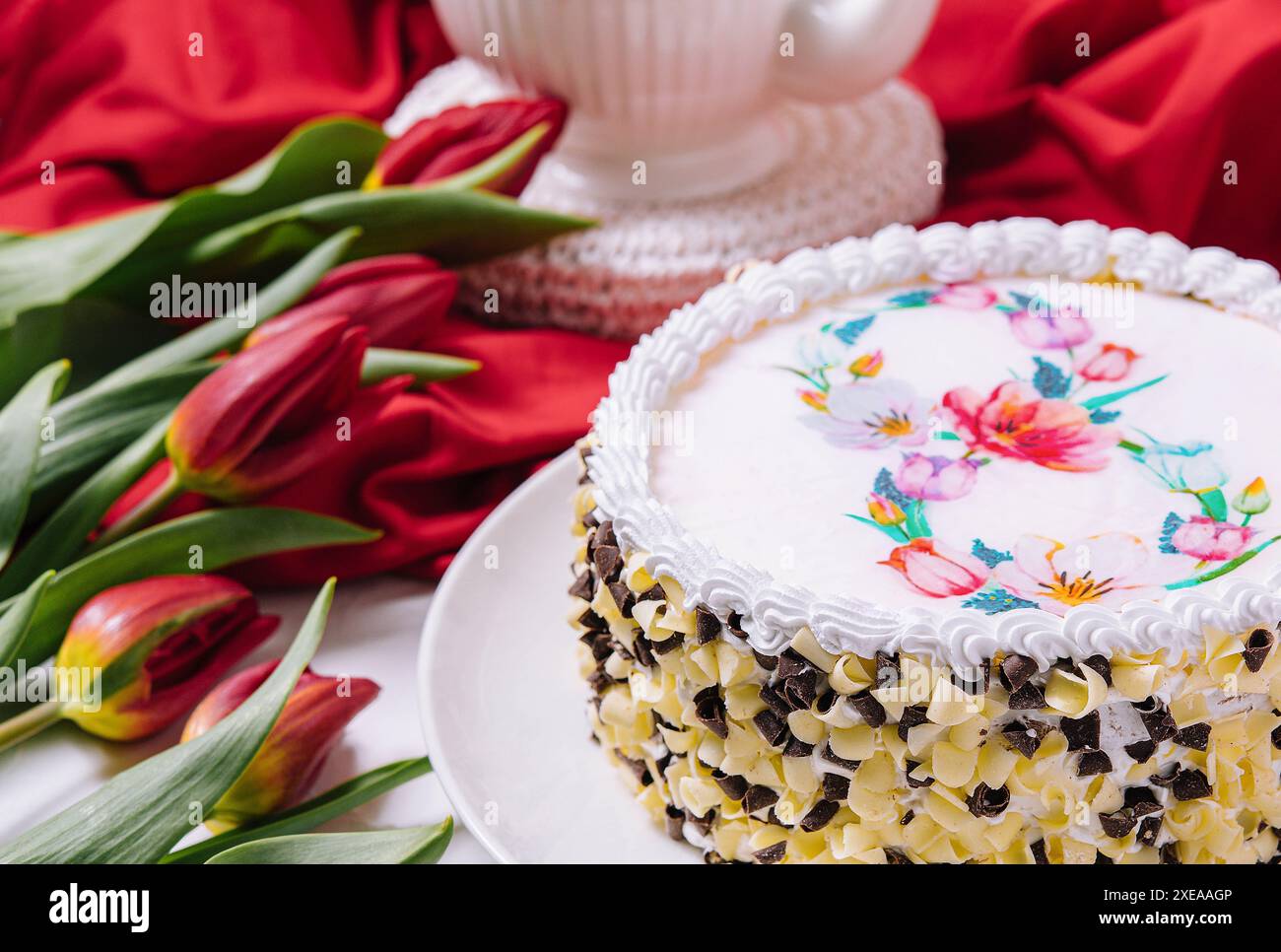 Beautiful red floral decorated hi-res stock photography and images - Alamy