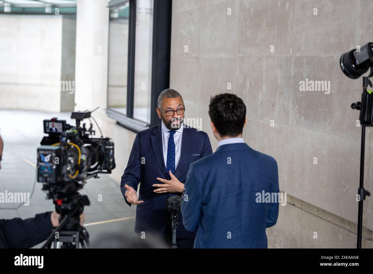 Home Secretary, James Cleverly at the BBC for Sunday with Laura ...