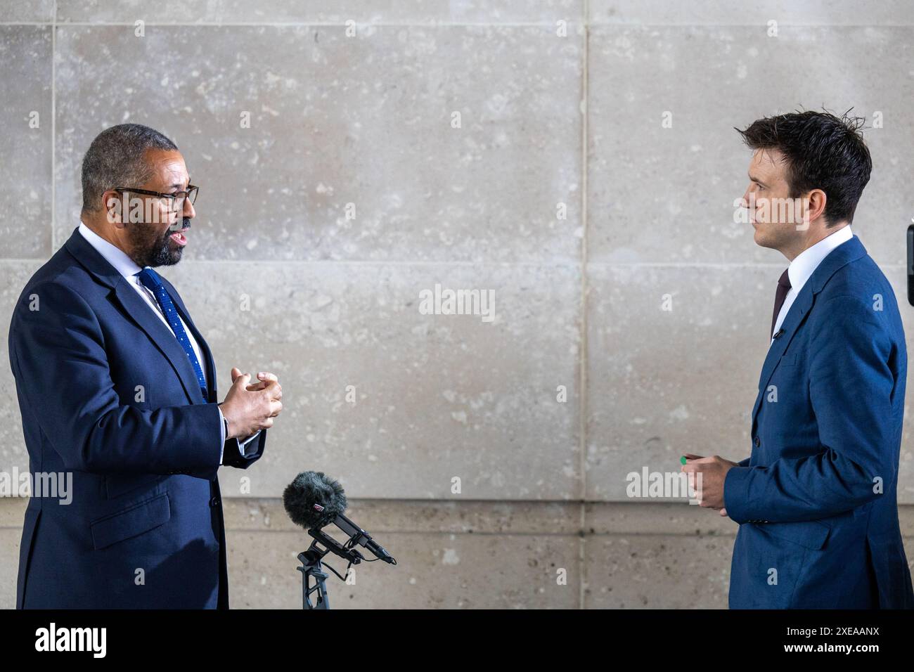 Home Secretary, James Cleverly at the BBC for Sunday with Laura ...