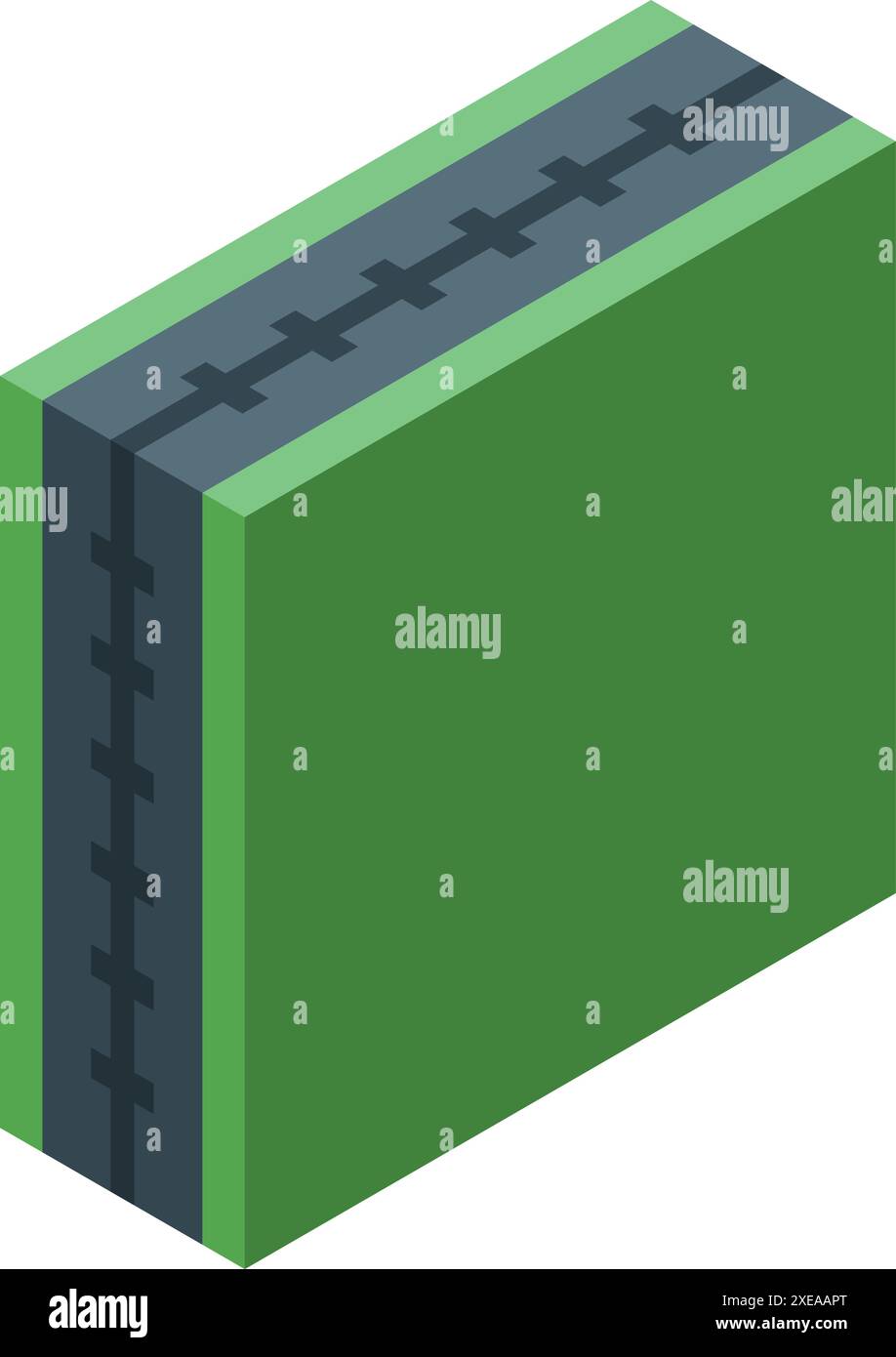 Green energy storage block with power indicator showing charging status ...