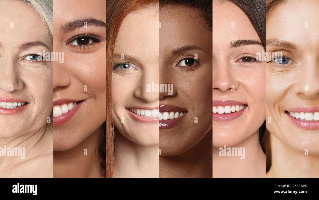 Many beautiful women of different races and ages, banner design ...
