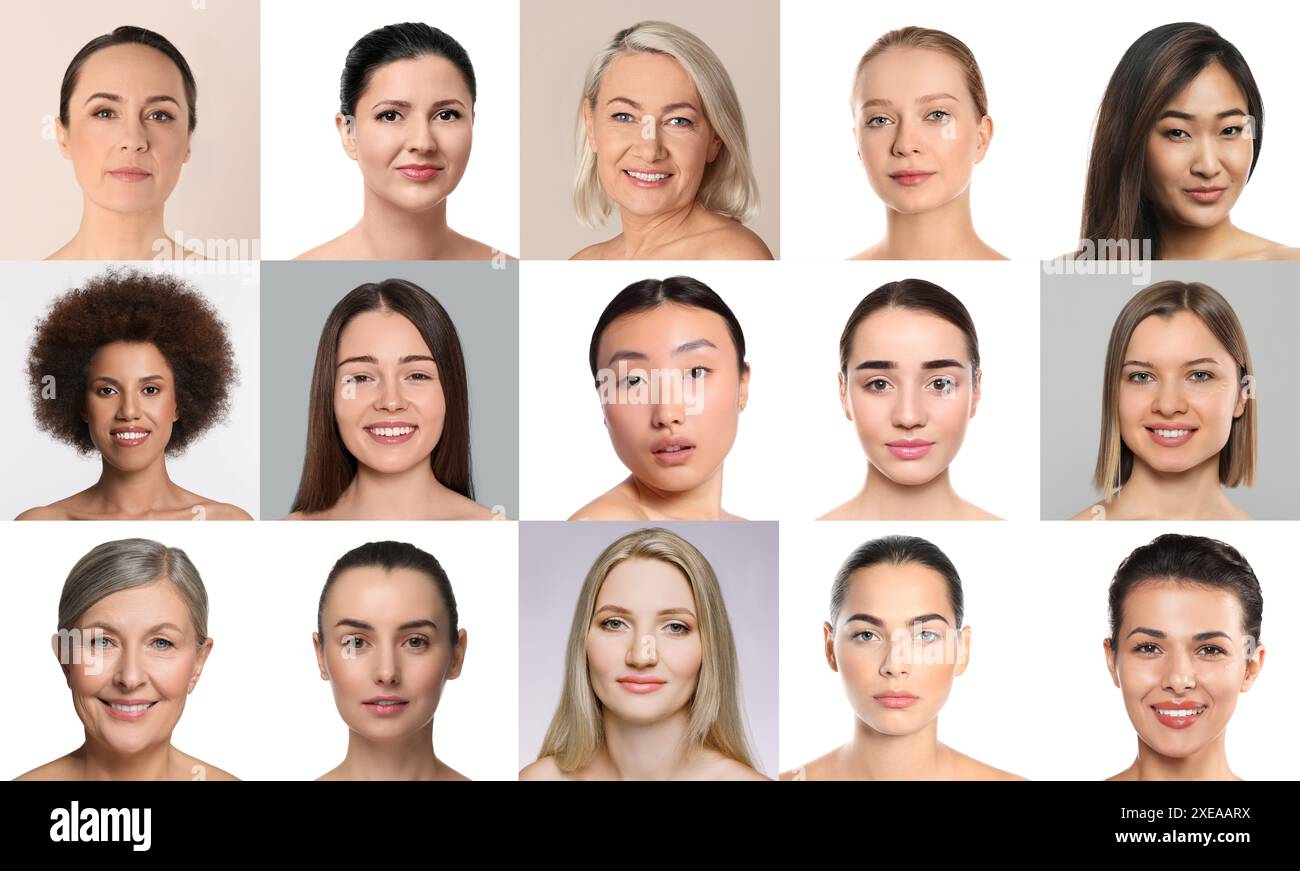 Collage different races people smiling hi-res stock photography and ...