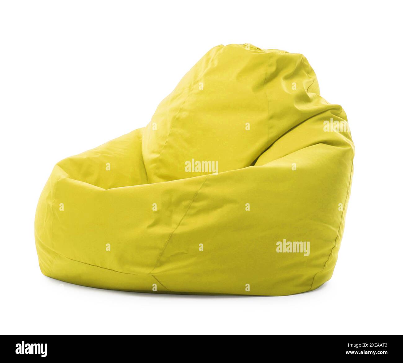 One yellow bean bag chair isolated on white Stock Photo - Alamy