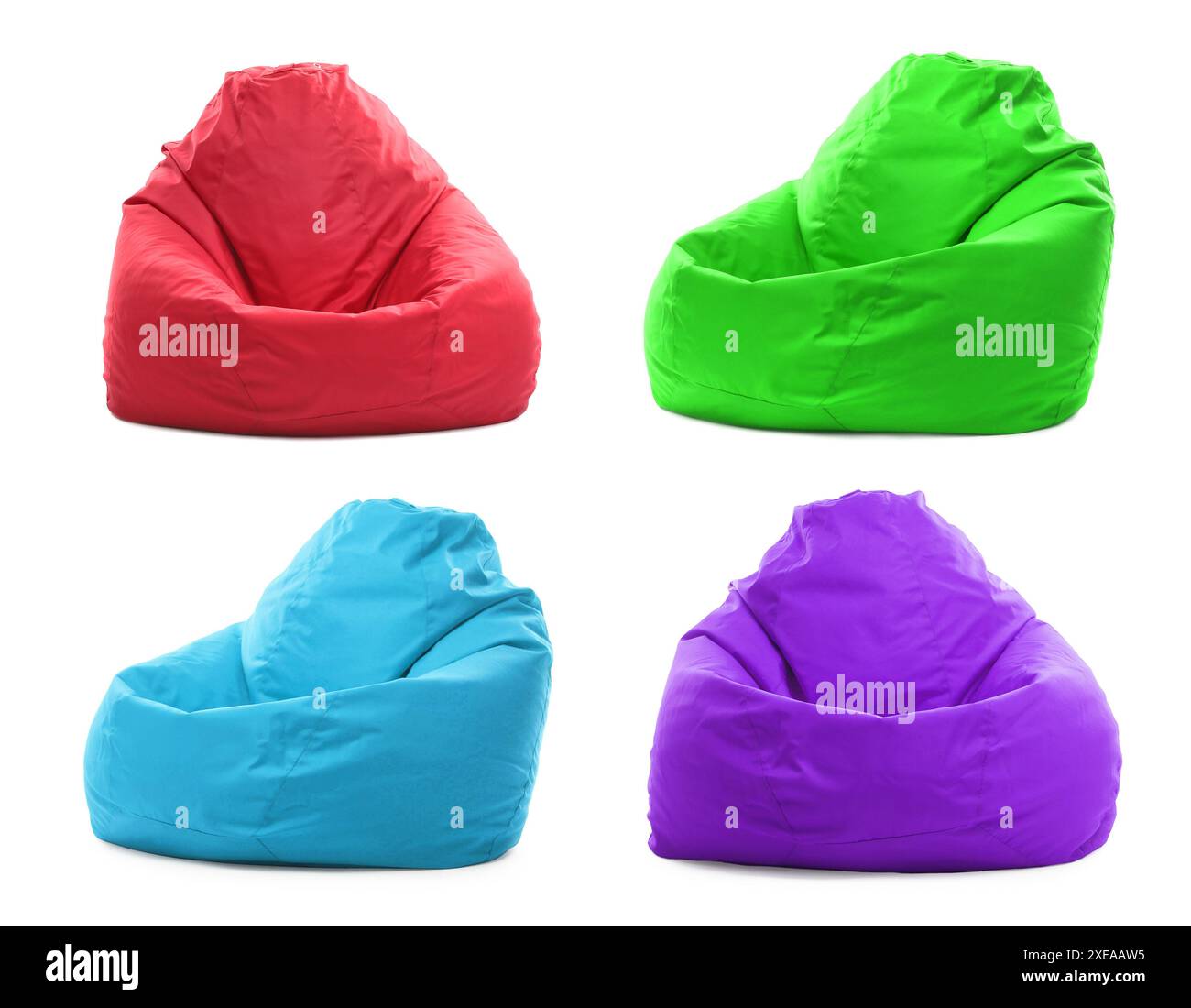 Different Bean Bag Chairs Isolated On White Set Stock Photo Alamy