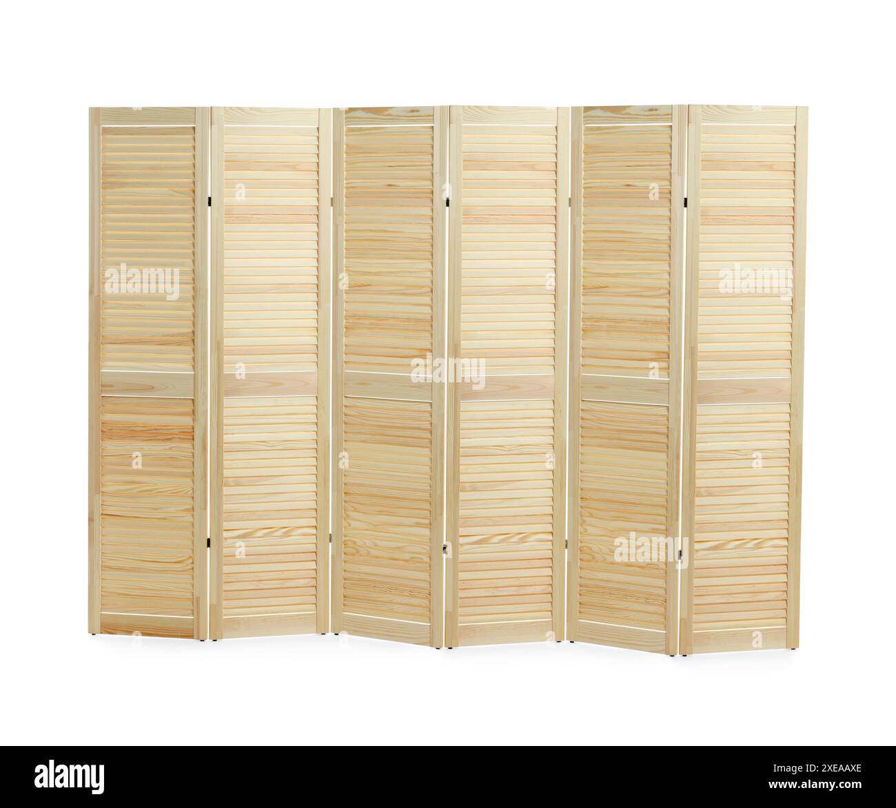 Wooden folding screen isolated on white. Stylish furniture Stock Photo ...