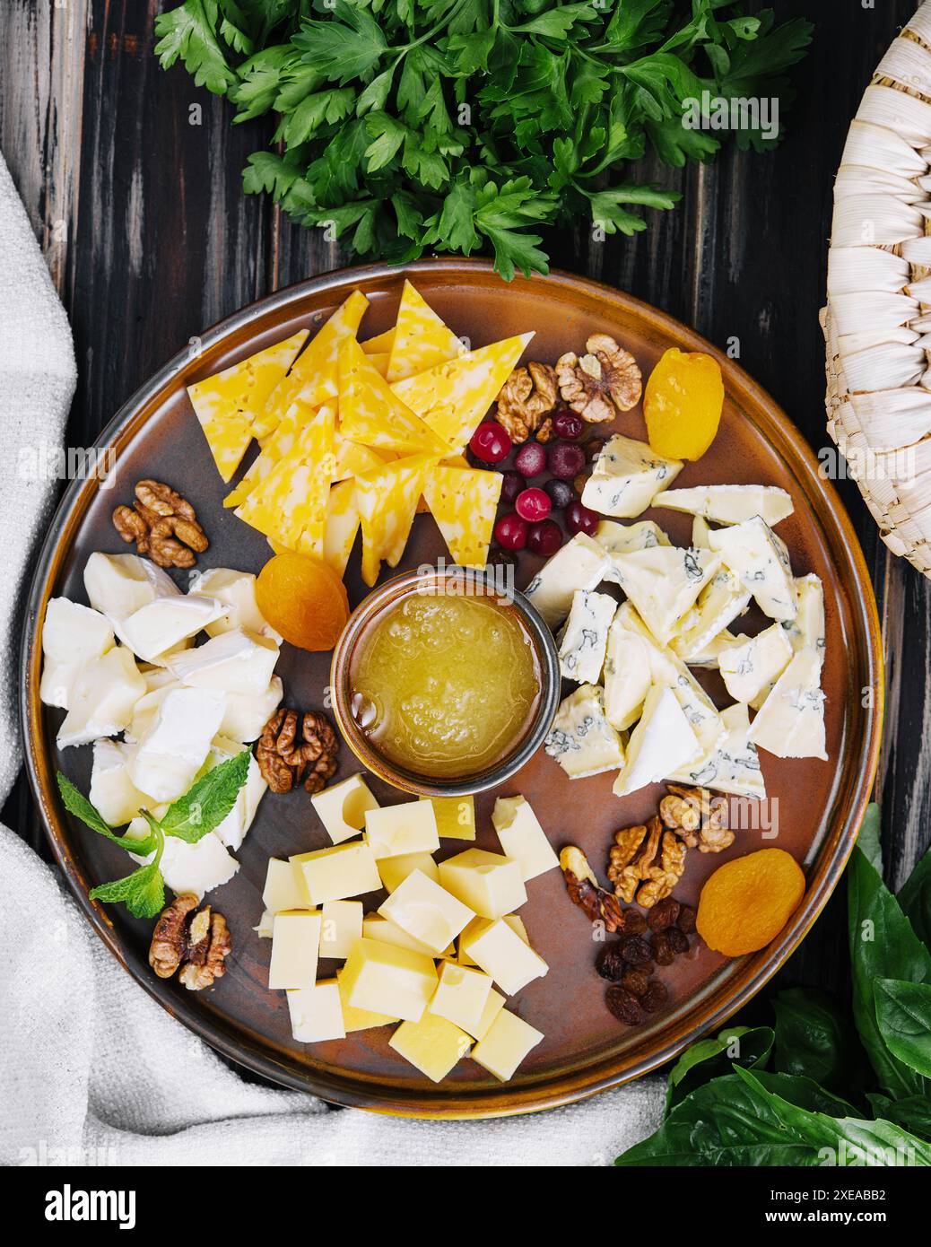Different types of delicious cheese and snacks Stock Photo - Alamy