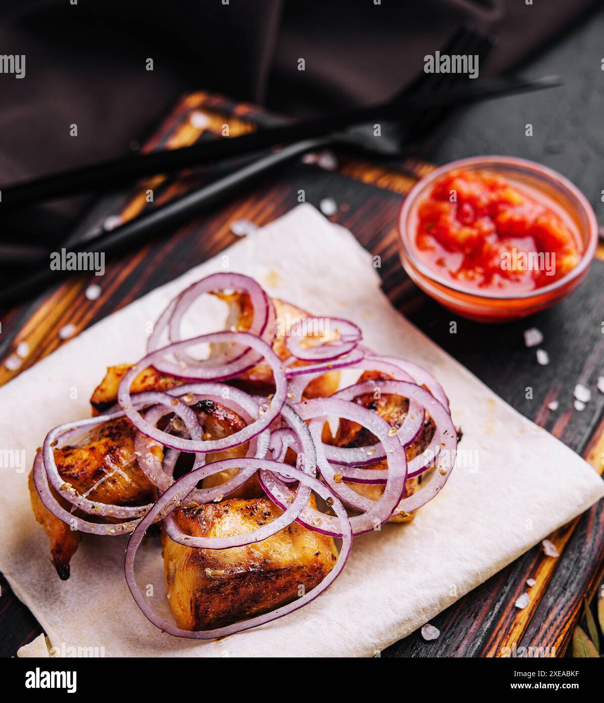 Marinated chicken kebab cooked hi-res stock photography and images - Alamy