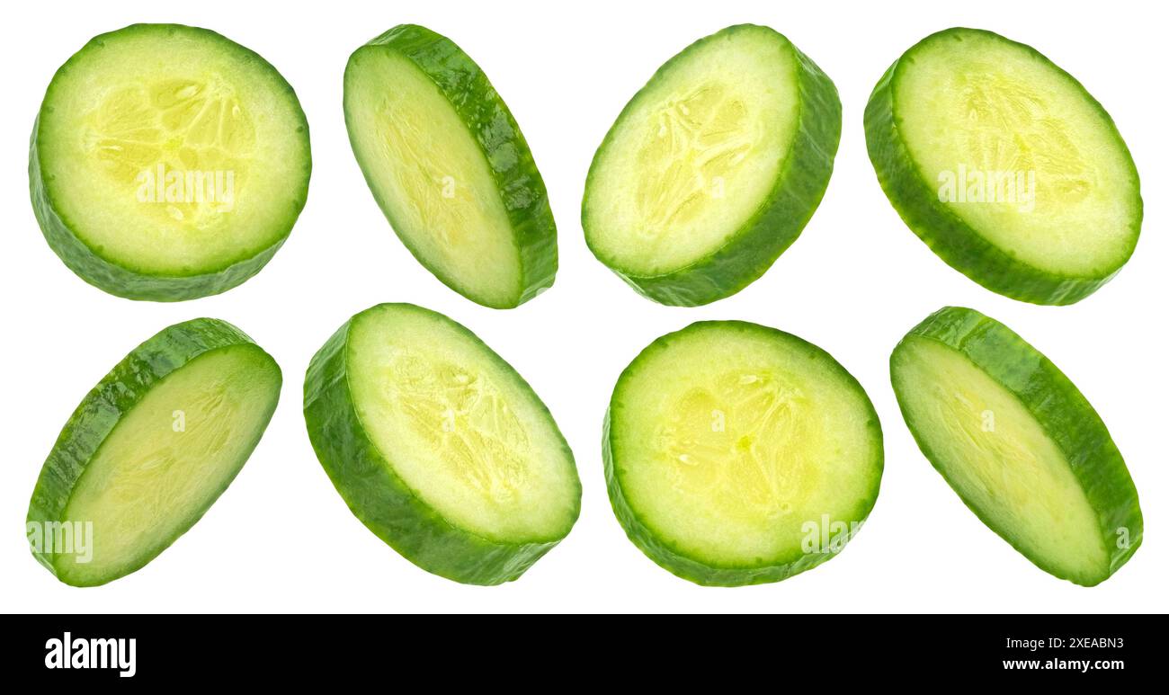 Fresh cucumber slices isolated on white background Stock Photo - Alamy