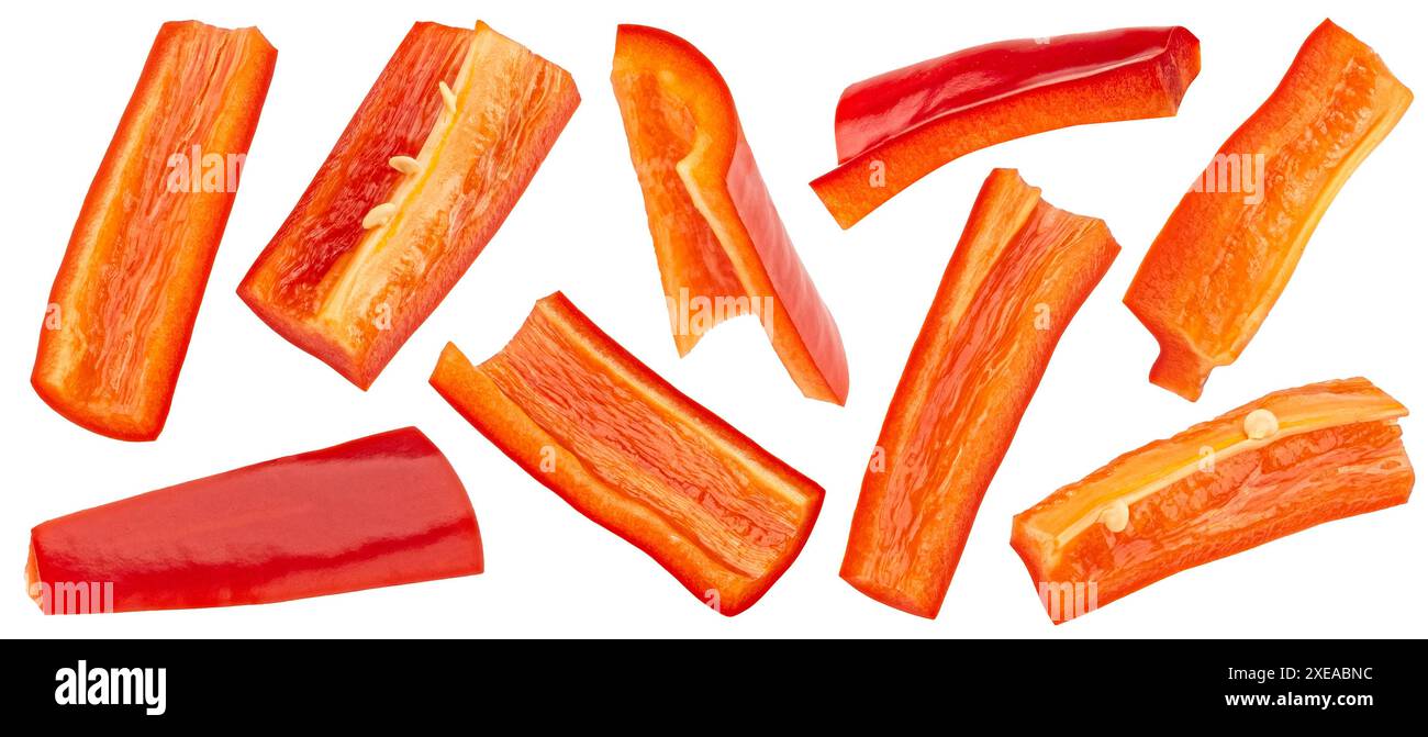 Bell pepper sticks, sliced paprika isolated on white background Stock ...