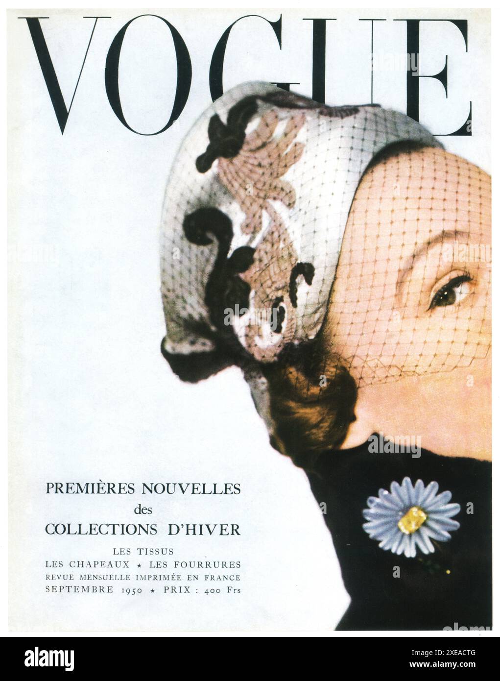 1950 September Vogue Paris cover, Photo Robert Randall, hat by Legroux ...