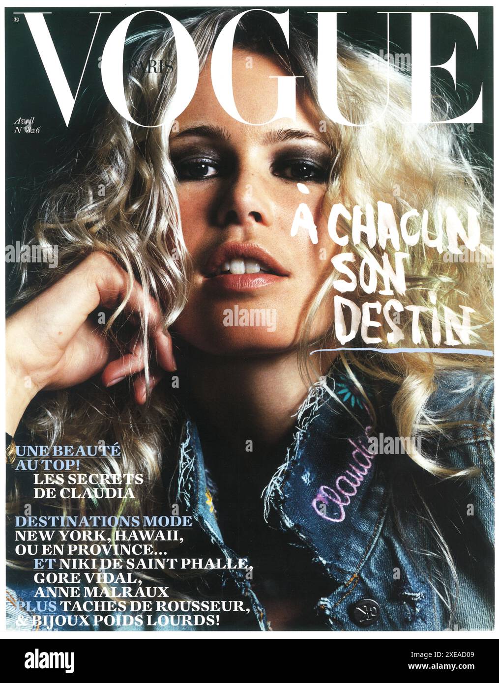 2002 April Vogue Paris cover with Claudia Schiffer by Mario Testino ...