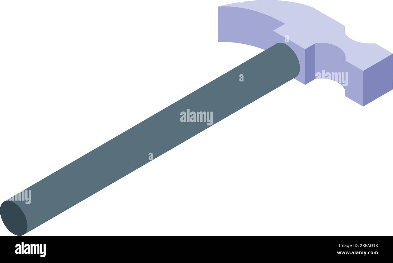 Illustration of a hammer with a grey handle and a purple head Stock ...