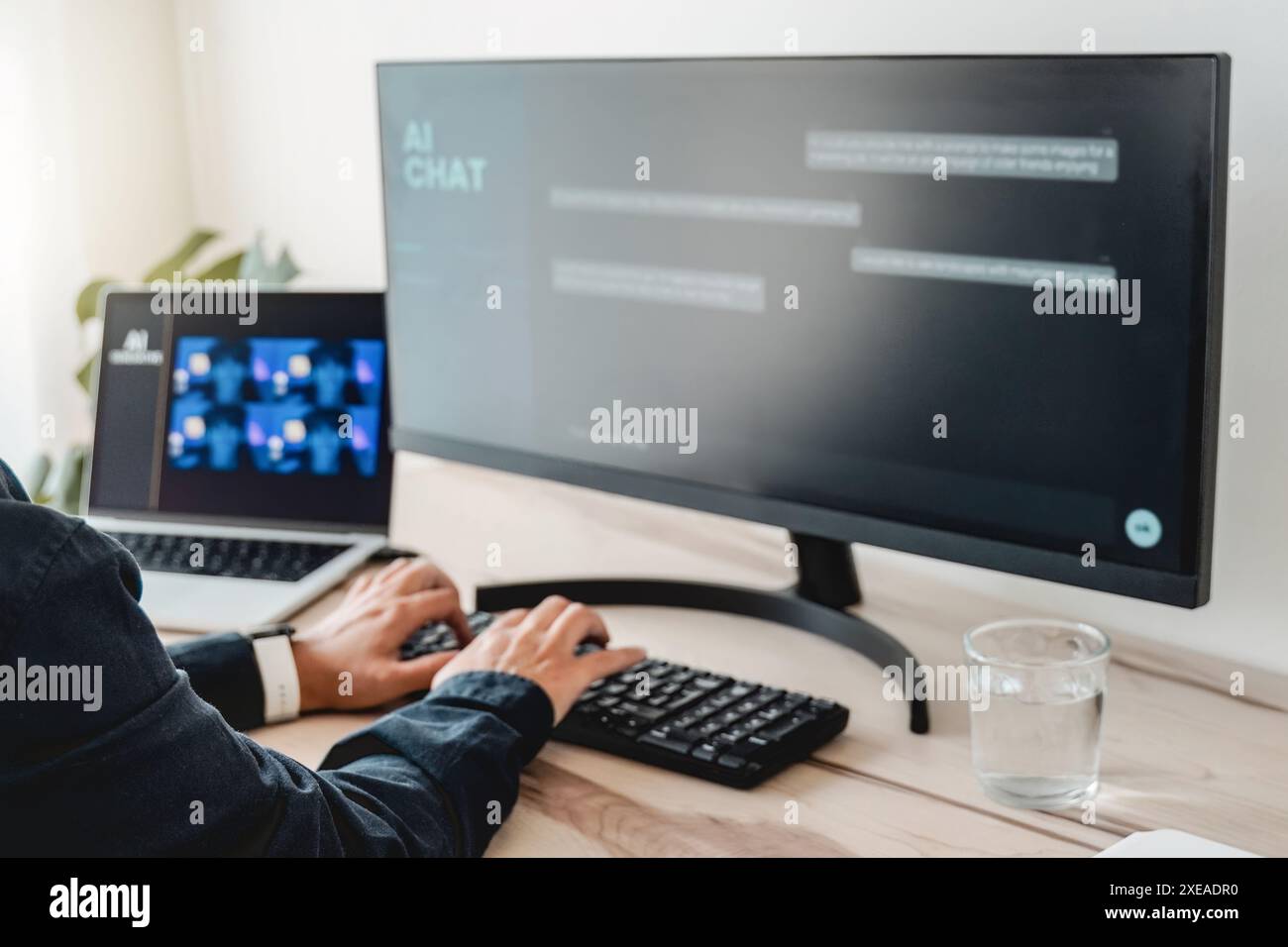 AI image generator app. Person creating photo art with prompts on ...