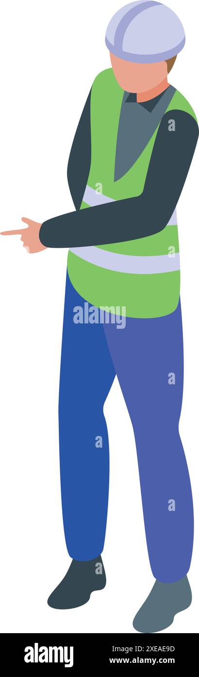 Construction site manager is pointing and giving instructions while ...