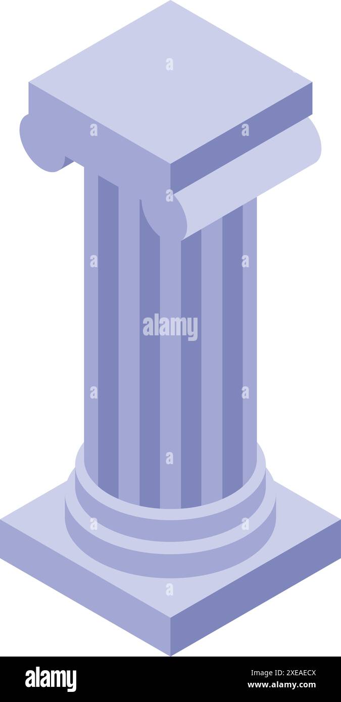 This isometric icon showcases an ancient greek column, highlighting its ...
