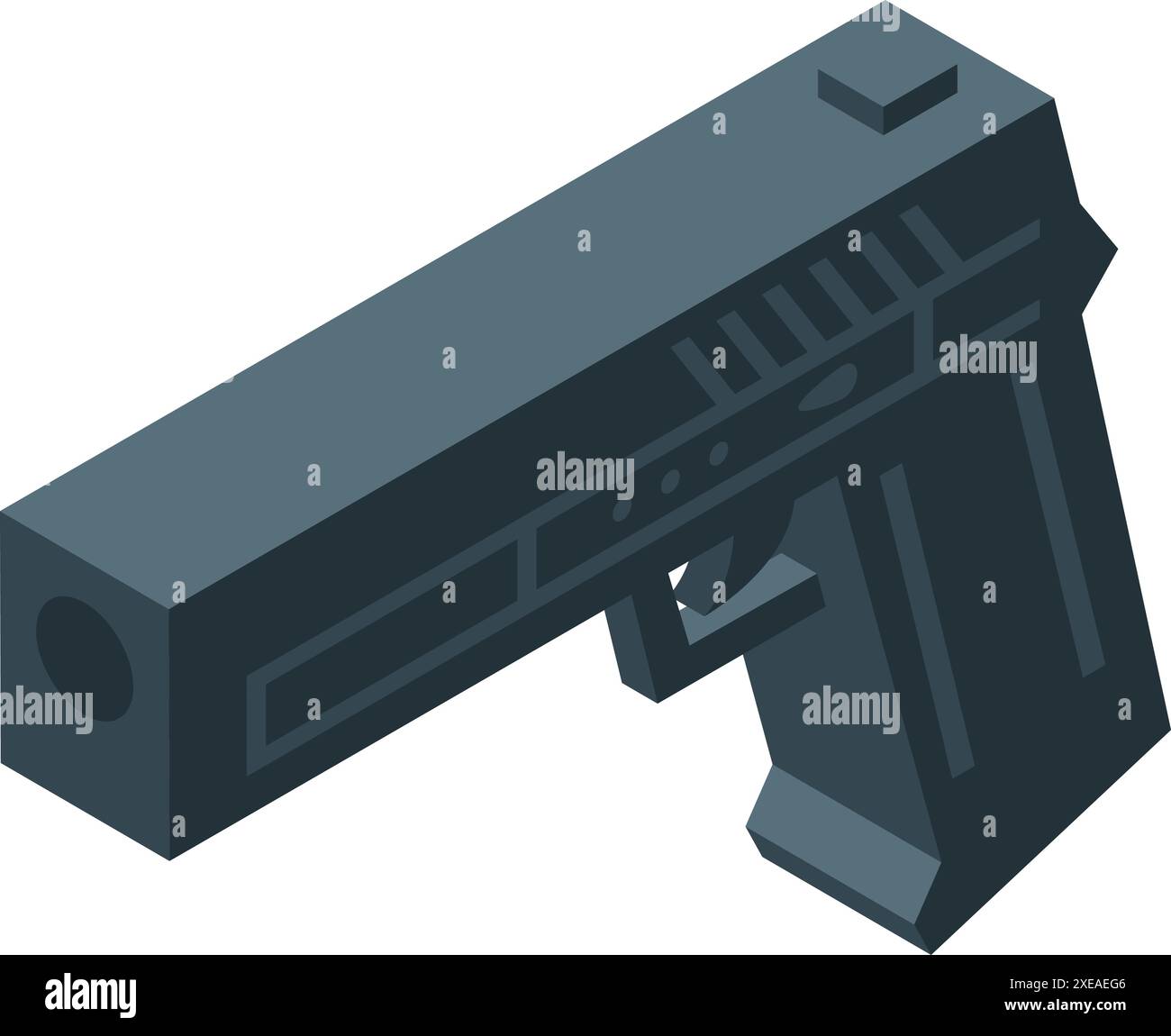 Isometric view of a modern handgun pistol pointing right Stock Vector ...