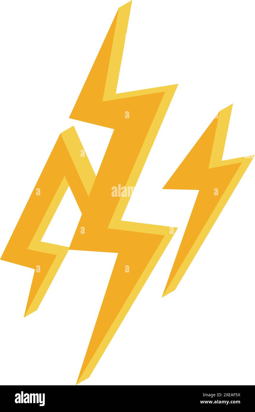 Three yellow lightning bolts striking at the same time Stock Vector ...