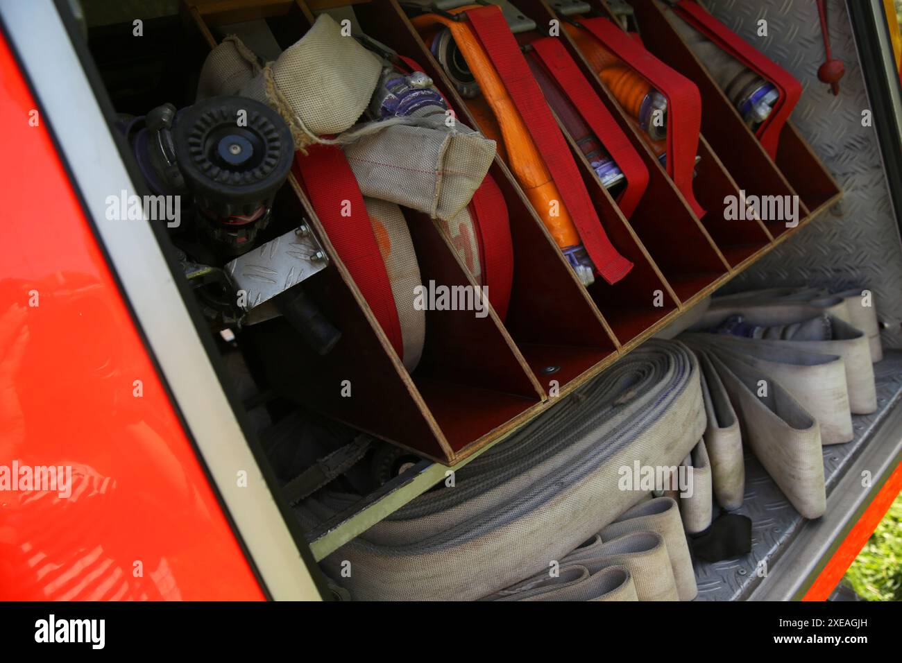 Firefighting equipment inside fire truck hi-res stock photography and ...