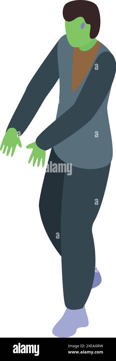 Green zombie man is walking with his hands forward Stock Vector Image ...