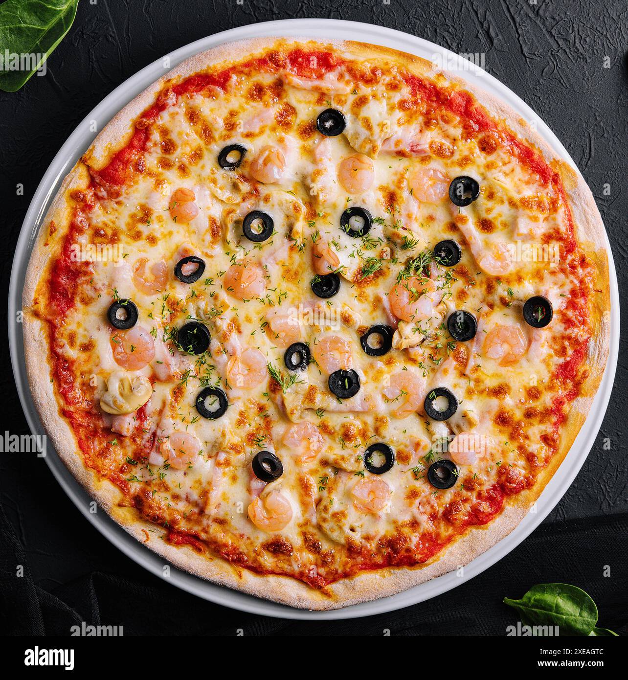 Seafood pizza top view hi-res stock photography and images - Alamy