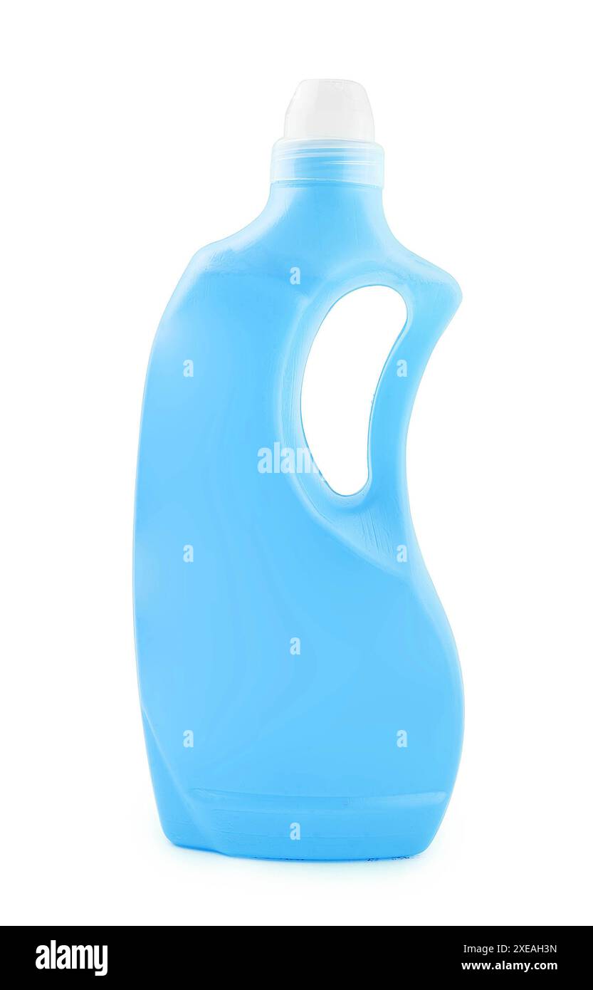 Plastic clean bottle with blue detergent Stock Photo - Alamy