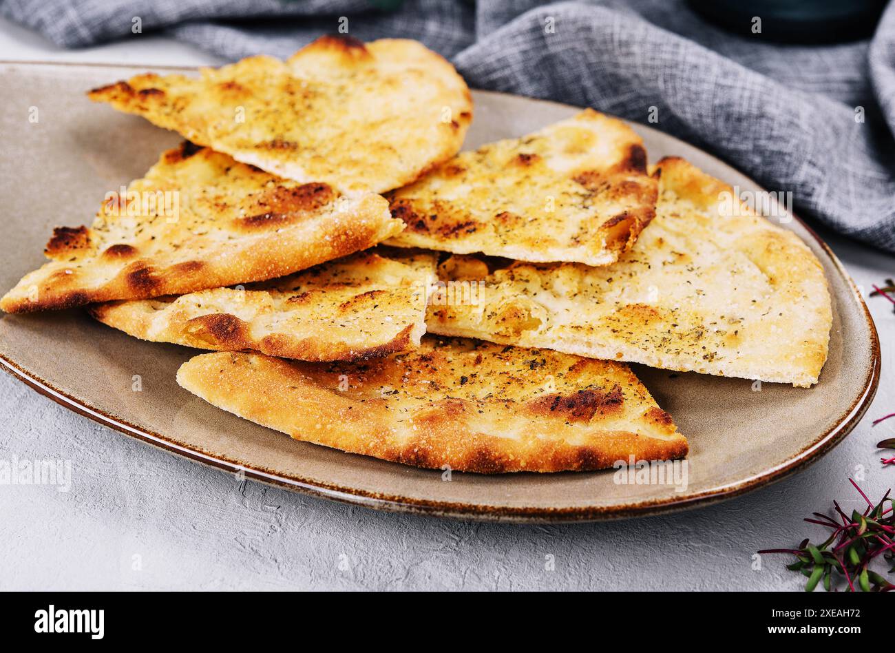 Baked traditional Italian focaccia bread Stock Photo - Alamy